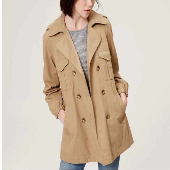 LOFT | Jackets & Coats | Loft Tan Cargo Swing Double Breasted Trench ...